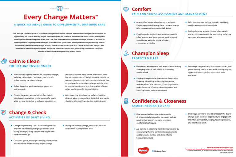Every Change Matters™ Quick Reference Guide | Huggies® Healthcare™ US